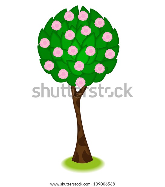 Abstract Flowering Tree Raster Version Vector Stock Illustration ...