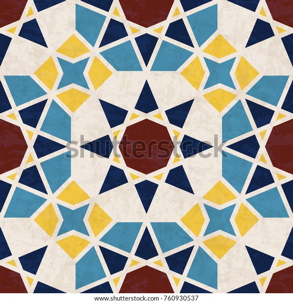 Abstract Geometric Mosaic Pattern Polygons Stars Stock Illustration ...