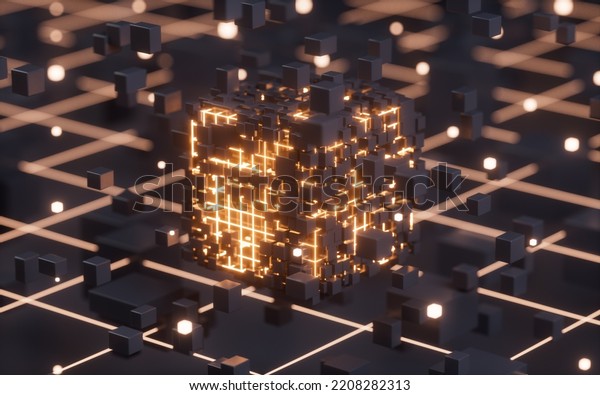 Abstract Glowing Cubes Lines Circuits Materials Stock Illustration 2208282313 | Shutterstock