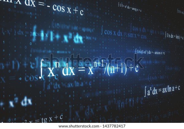 Abstract Glowing Mathematical Formulas Backdrop Equations: ภาพประกอบ ...