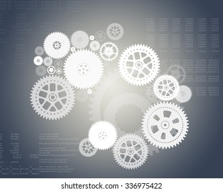 Abstract Grey Background Cogs Numbers Stock Illustration 336975422 ...