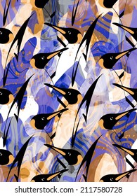 Abstract Hand Drawing Psychedelic Cute Penguins Stock Illustration ...