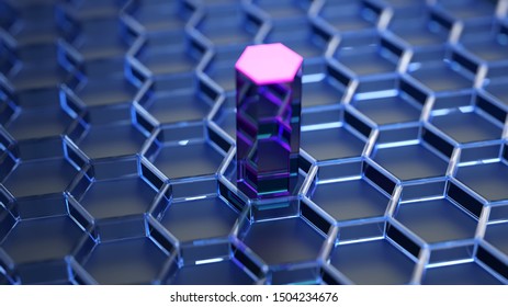 Abstract Hexagonal Blue Structure 3d Illustration Stock Illustration ...