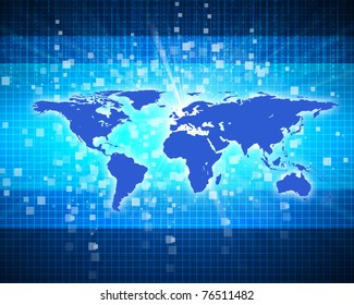 Blue Cyber Security World Atlas Map Stock Vector (Royalty Free) 620830112