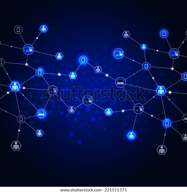 Abstract Network Digital Communications Concept Blue Stock Illustration ...