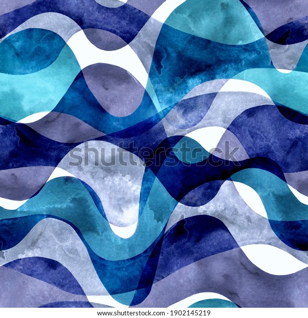 Abstract Ocean Waves Background Ombre Blue Stock Illustration 1902145219