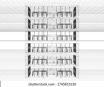 Abstract Office Interiors Wireframe Technique Original Stock ...