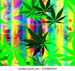 Abstract Psychedelic Cannabis Leaf Pattern Background Stock ...