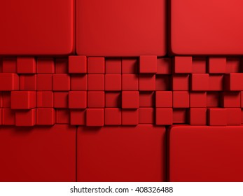 Abstract Red Cube Blocks Wall Background Stock Illustration 408326488