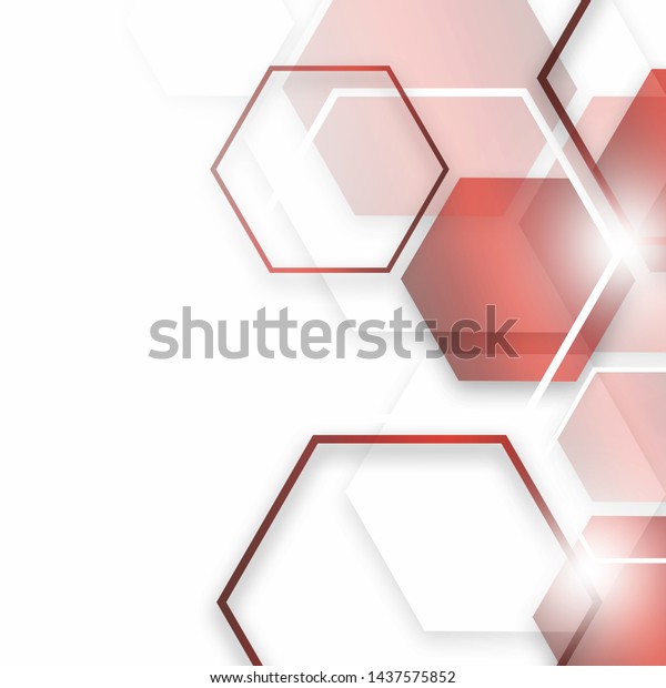 Abstract Red Technical Background Hexagon Stock Illustration 1437575852 ...