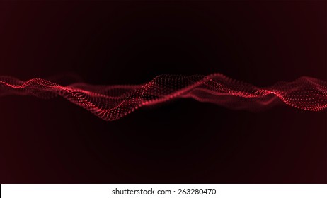 Abstract Red Waves Particles Background Image Stock Illustration ...