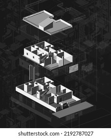 Abstract Representation Exploded 3d Home Stock Illustration 2192787027 ...