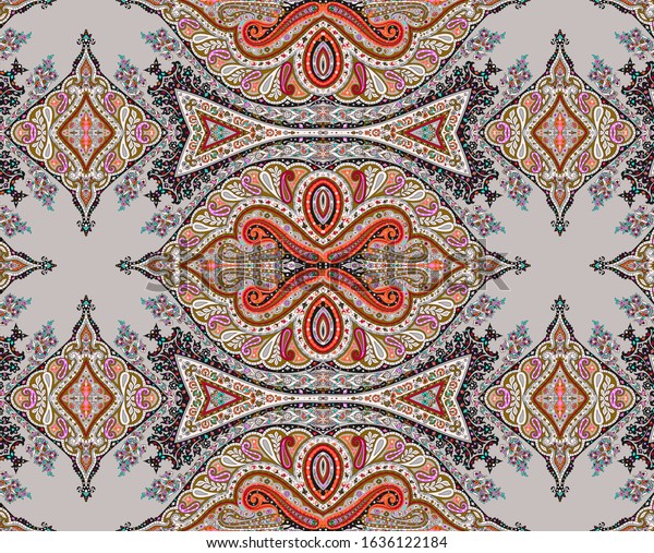 Abstract Seamless Shawl Pattern Textile Design Stock Illustration ...
