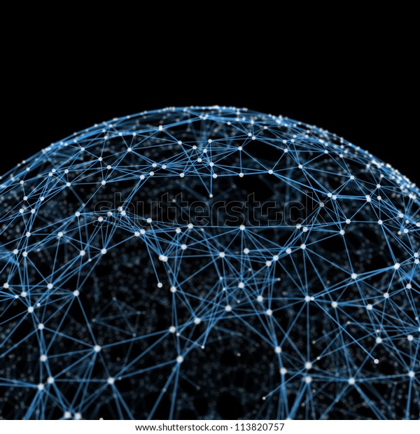 Abstract Sphere Connected White Dots Blue Stock Illustration 113820757 ...
