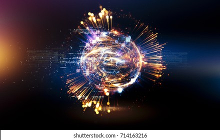 Abstract Tech Background Floating Numbers Hud Stock Illustration ...