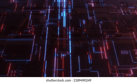 Abstract Tech Neon Backgroundtechnologies Futurecircuit Board Stock ...