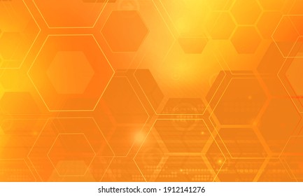 Abstract Technology Background Simple Orange Hexagonal Stock ...