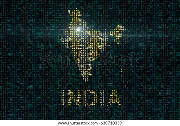 Abstract Technology Digital Backgrounds India Map: ภาพประกอบสต็อก ...