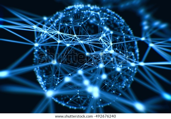Abstract Technology Neural Network Sphere Geometry Stock Illustration ...