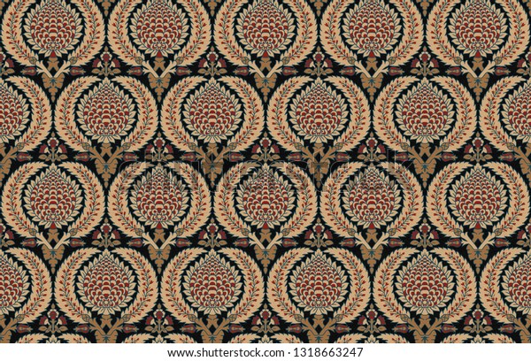 Abstract Traditional Black Background Pattern Stock Illustration 1318663247