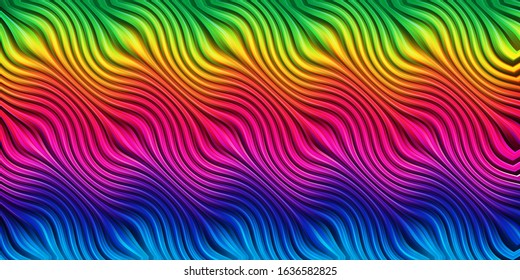 Abstract Wavy Rainbow Colored Gradient Background Stock Illustration ...