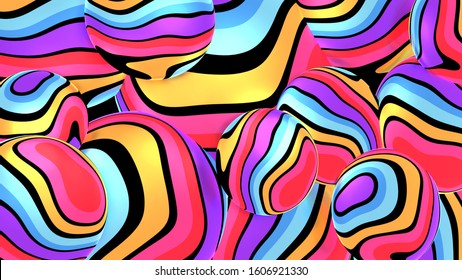 Abstract Wavy Rainbow Stripes Pattern 3d Stock Illustration 1606921330 ...