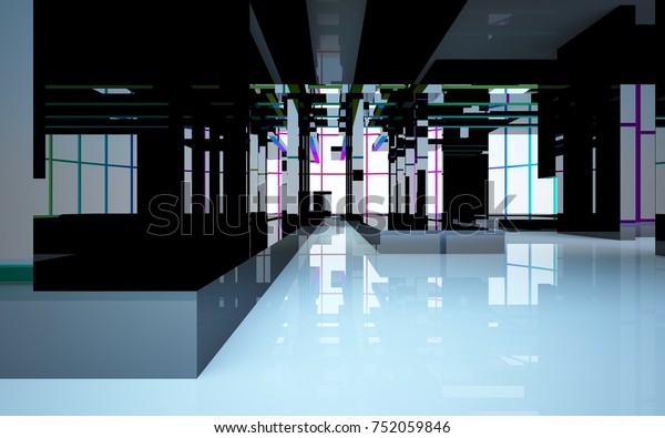 Abstract White Colored Gradient Interior Multilevel Stock Illustration ...