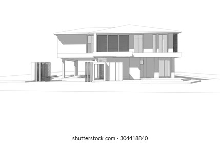 Abstract Wireframe Perspective 3d Building Shade Stock Illustration ...