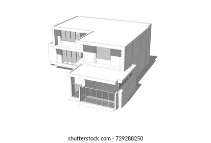 Abstract Wireframe Perspective 3d Building Shade Stock Illustration ...