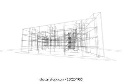 Architecture Drawing Modern Structure Steel Vector Stock Vector ...