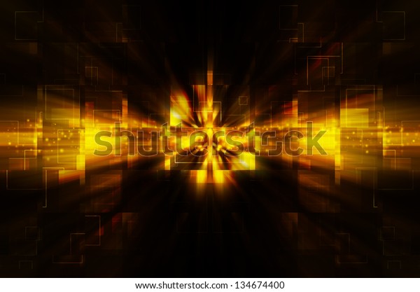 Abstract Yellow Tech Background Stock Illustration 134674400
