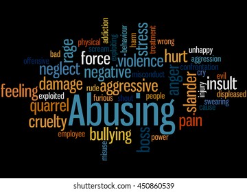 Abusing Word Cloud Concept On Black Stock Illustration 450860539 ...