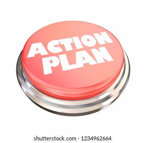 Action Plan Red Button Emergency 3d Stock Illustration 1234962664
