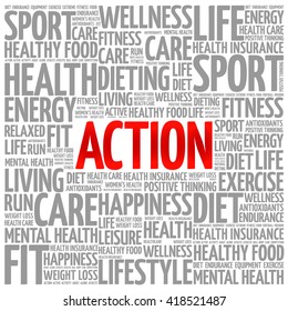 Action Word Cloud Background Concept Stock Illustration 418521487 ...