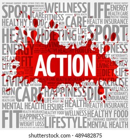 Action Word Cloud Background Concept Stock Illustration 489482875 ...