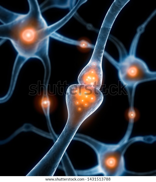 Active Nerve Cells Synapses 3d Illustration Stock Illustration ...