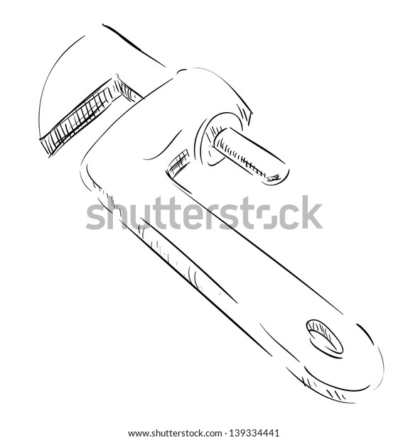 Adjustable Spanner Hand Drawing Sketch Illustration Stock Illustration ...
