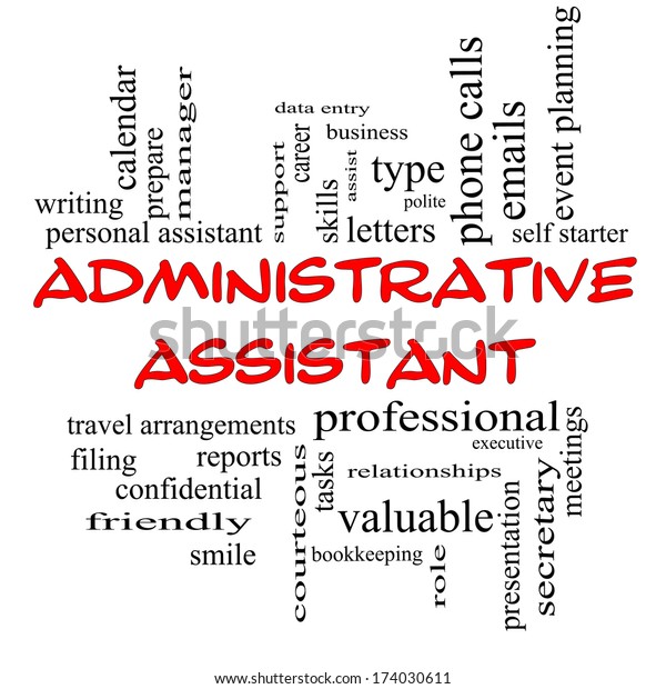 Administrative Assistant Word Cloud Concept Red Stock Illustration ...