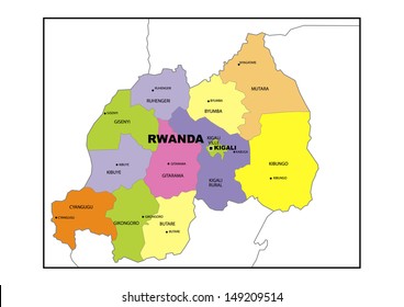 Administrative Map Rwanda Stock Illustration 149209514 | Shutterstock