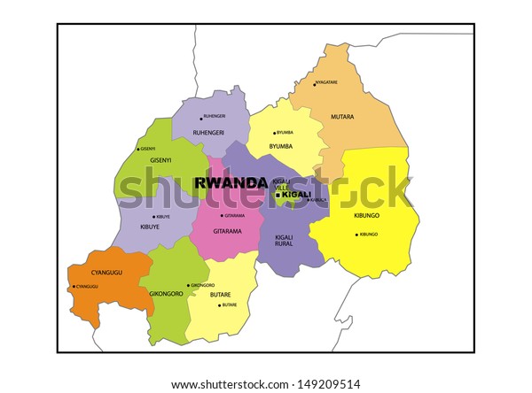 Administrative Map Rwanda Stock Illustration 149209514 | Shutterstock