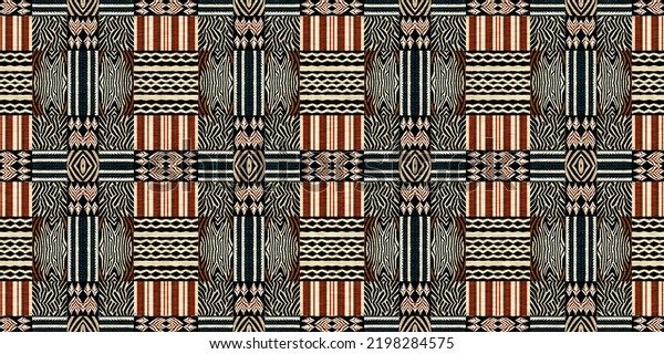 African Kente Cloth Patchwork Effect Border Stock Illustration ...
