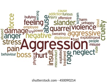 Aggression Word Cloud Concept On White Stock Illustration 450090214 ...