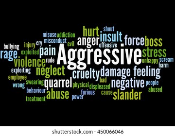Aggressive Word Cloud Concept On Black Stock Illustration 450066046 ...
