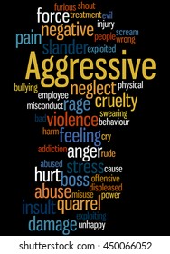 Aggressive Word Cloud Concept On Black Stock Illustration 450066052 ...
