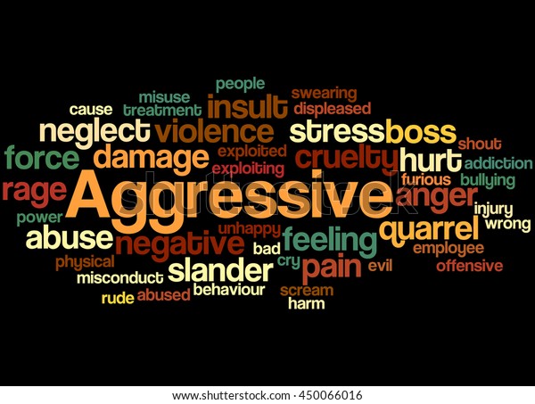 Aggressive Word Cloud Concept On Black Stock Illustration 450066016 ...