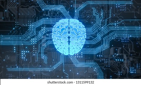Ai Artificial Intelligence Brain Chip Stock Illustration 1311599132