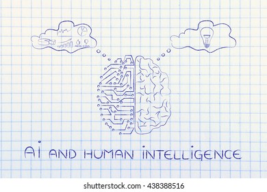 Artificial Intelligence Human Brain Comparison Design 库存插图 438388453 ...