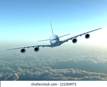 Passenger Airplane Flying Flight Level High Foto stock 1050675371 ...