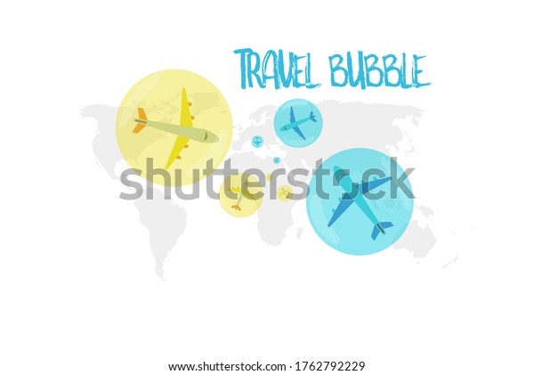 Airplane Bubble World Map White Background Stock Illustration ...