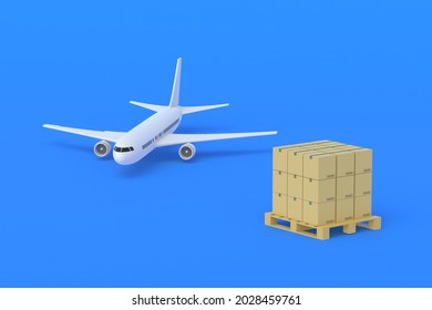 Airplane Near Stack Boxes On Pallet Stock Illustration 2028459761 ...